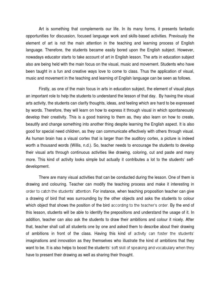 Assignment Art In Education Pdf Teachers Attention