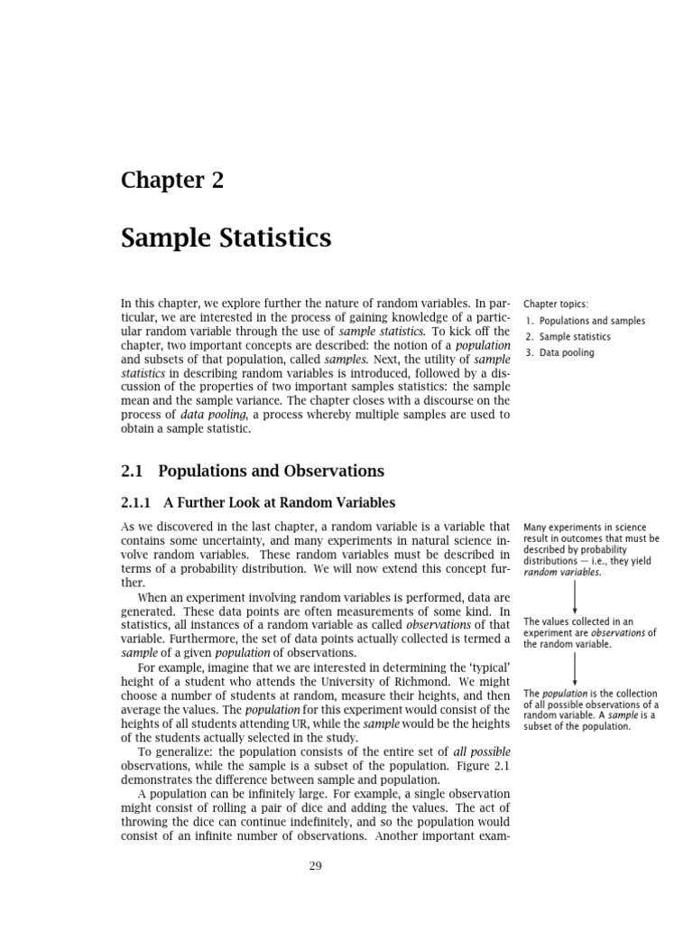 Sample Statistics: 2.1 Populations and Observations | PDF | Bias Of An ...