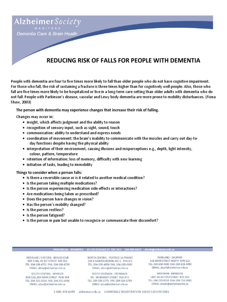 2014 Dementia Fall Risk Checklist Template | Dementia | Lighting