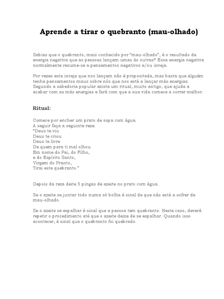 Aprende A Tirar o Quebranto | PDF