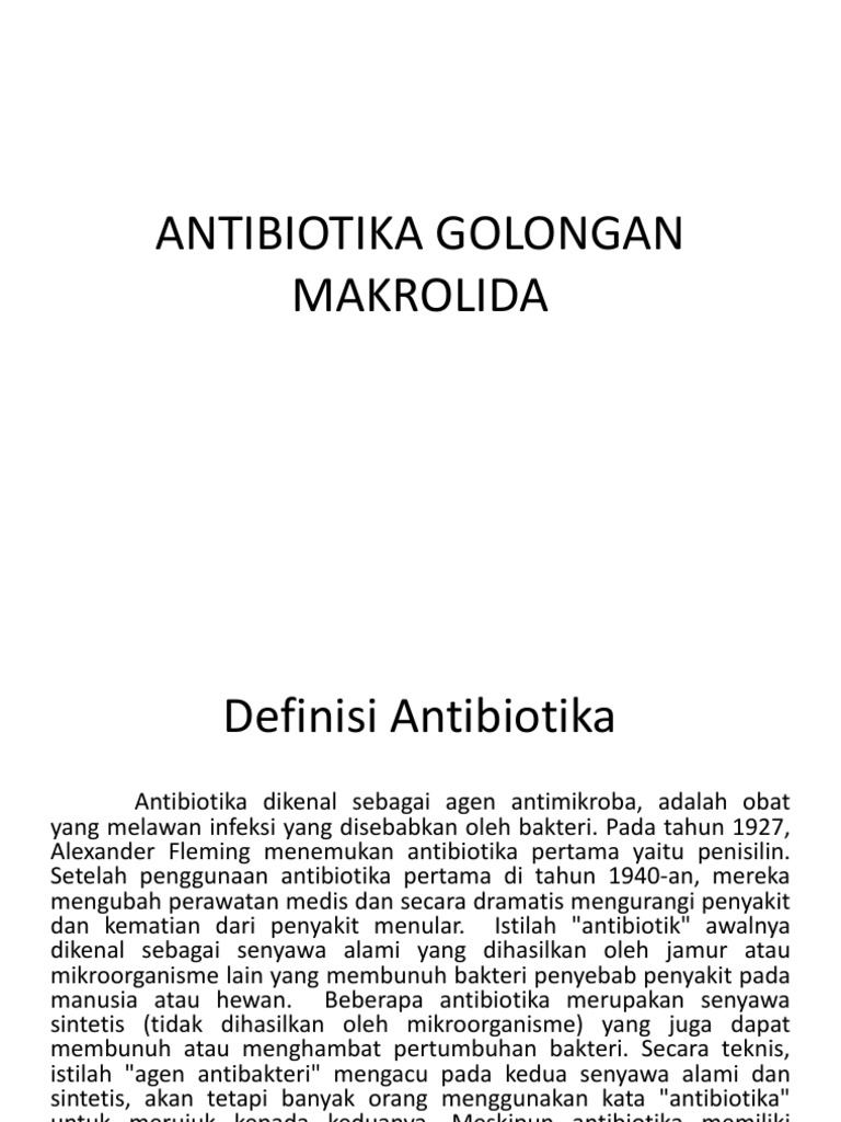 Antibiotika Golongan Makrolida | PDF | Kesehatan Holistik | Sains ...