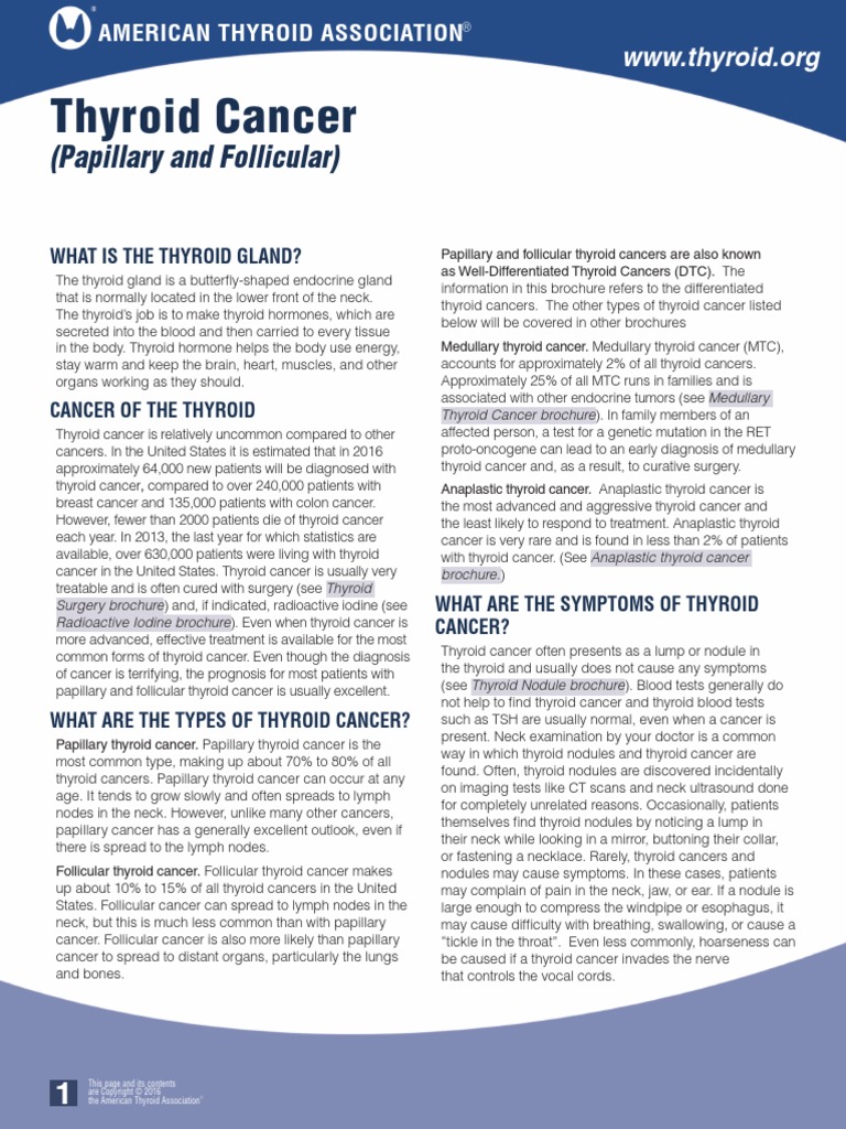 ThyroidCancer Brochure PDF | PDF | Thyroid | Cancer
