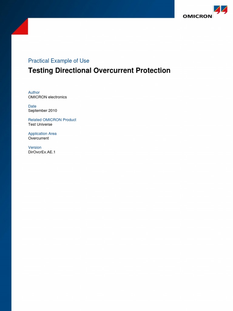 Omicron Overcurrent Example | PDF | Relay | Electromagnetism