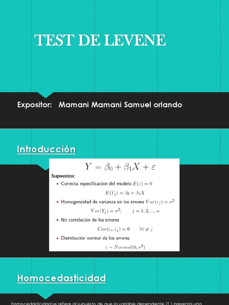 Test Levene | Valor P | Teoría estadística