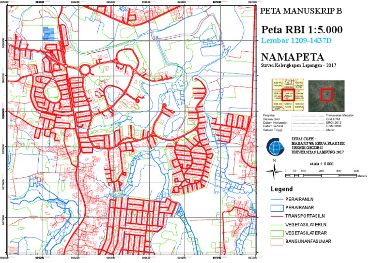 Peta RBI 1:5.000 Namapeta: Lembar 1209-1437D | PDF