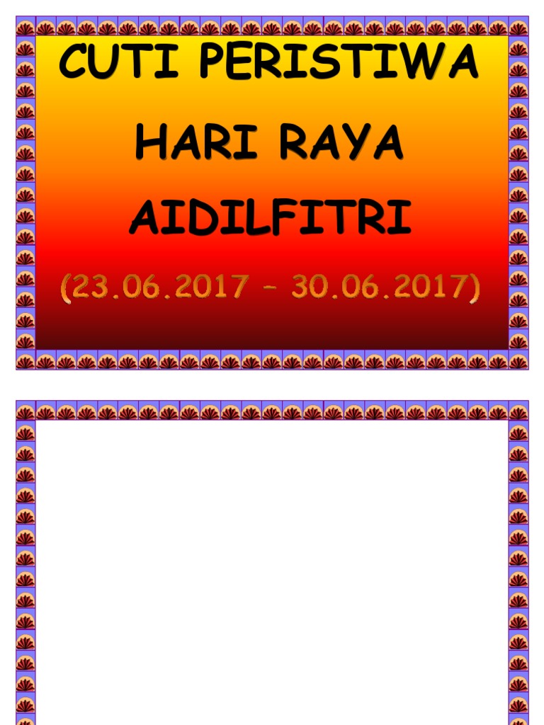 Cuti Peristiwa Hari Raya Aidilfitri | PDF