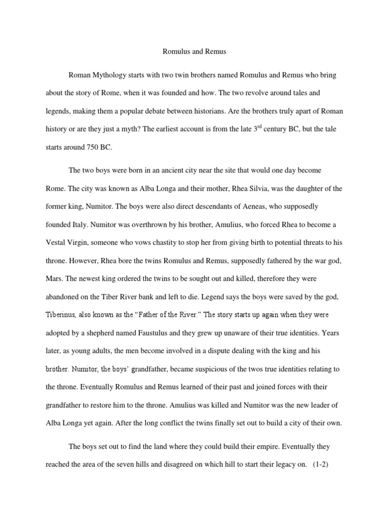 Romulus and Remus Paper | PDF | Romulus And Remus | Ancient Roman Religion