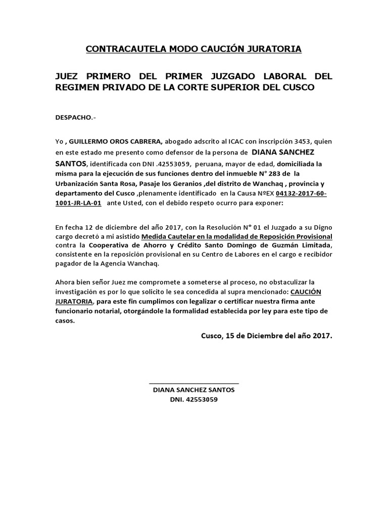 Caución Juratoria | PDF