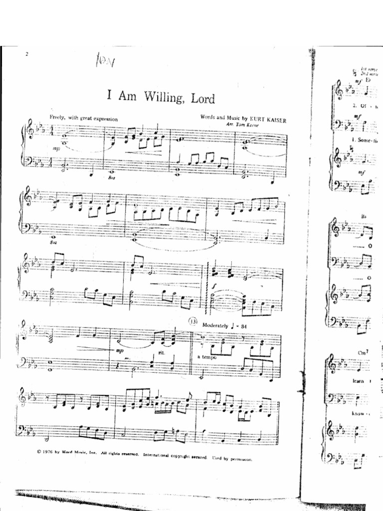 I Am Willing Lord | PDF