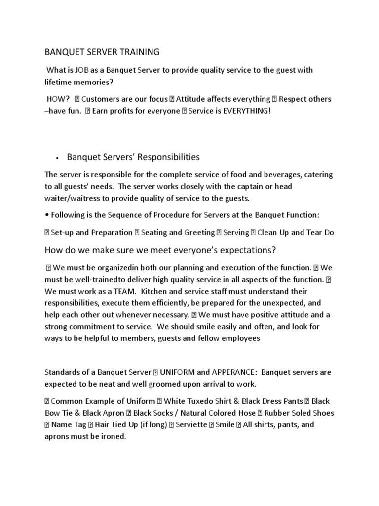 Training Banquet Servers to Deliver Exceptional Service | PDF ...