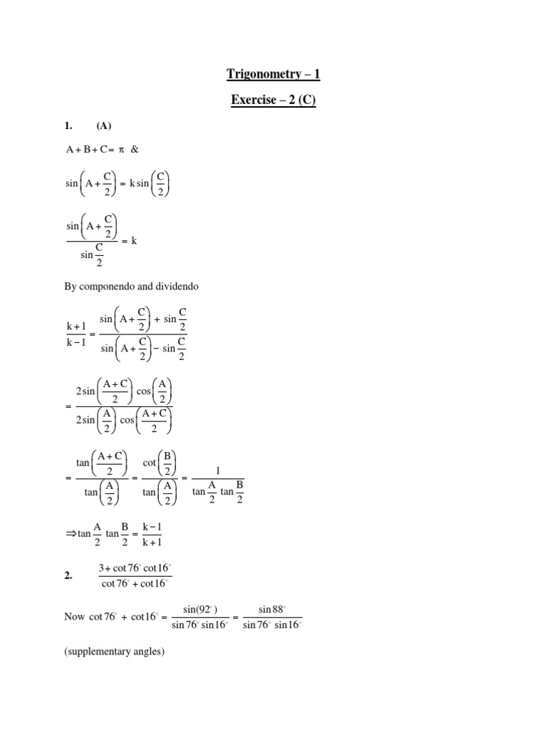 Adv Trigo-I Exercise 2c | PDF | Trigonometry | Trigonometric Functions