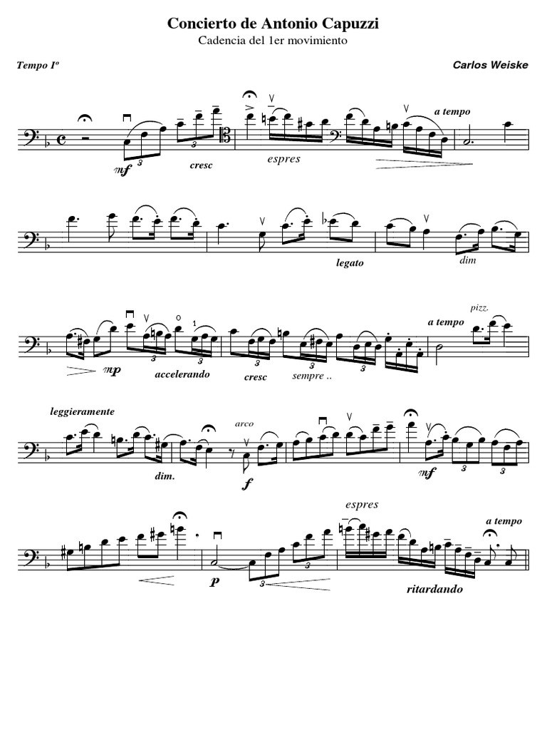Cadencia del Concierto de Capuzzi | PDF | Notación musical | Formas musicales