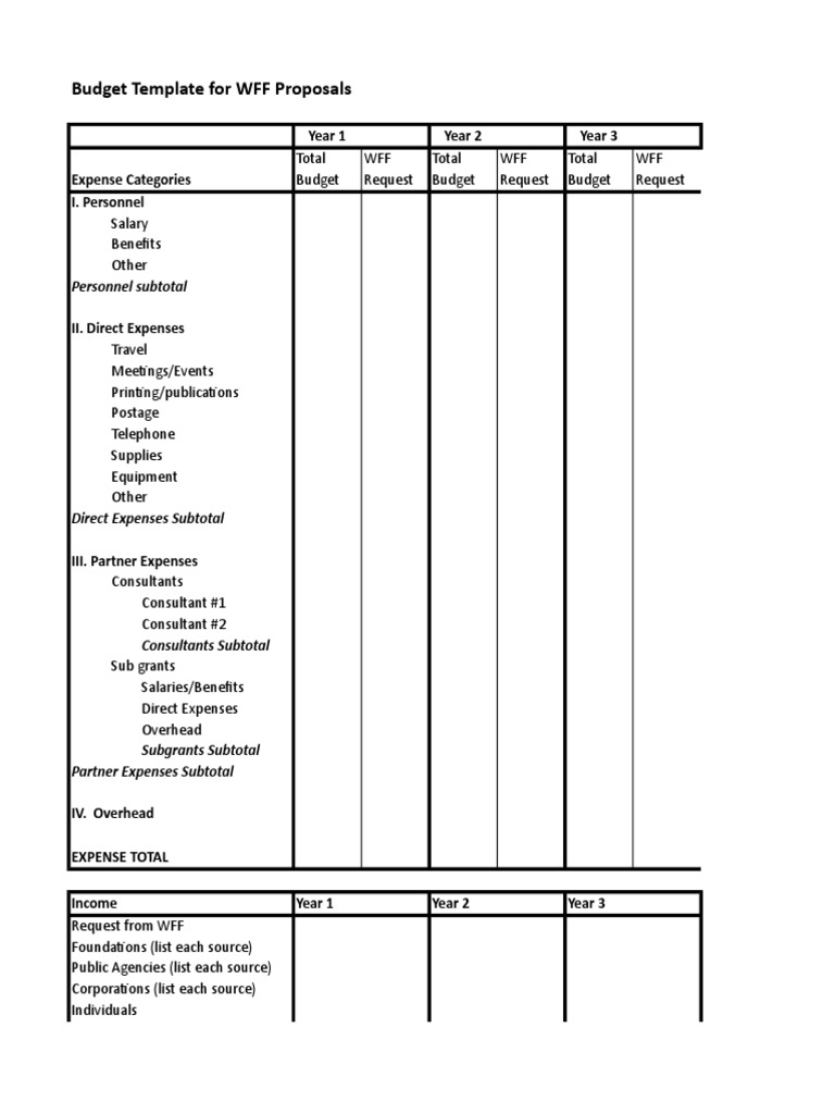 A Comprehensive Three-Year Budget Template and Guidance for Proposals ...