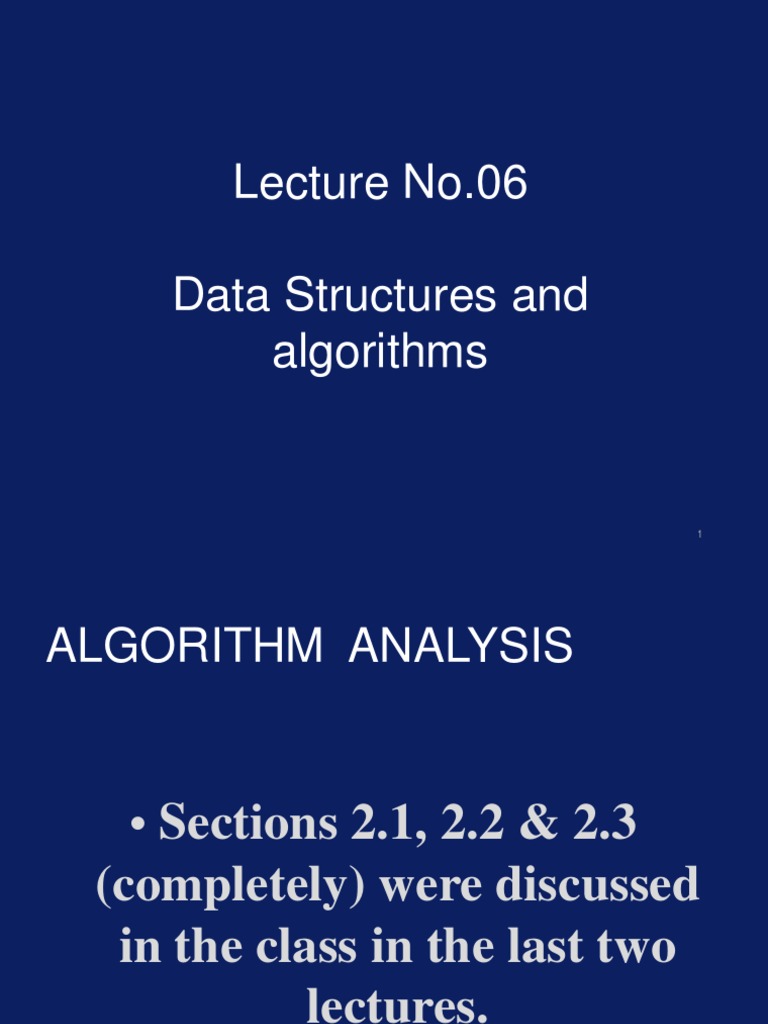 Lecture No 06 Data Structures And Algorithms Pdf Time Complexity Boolean Data Type