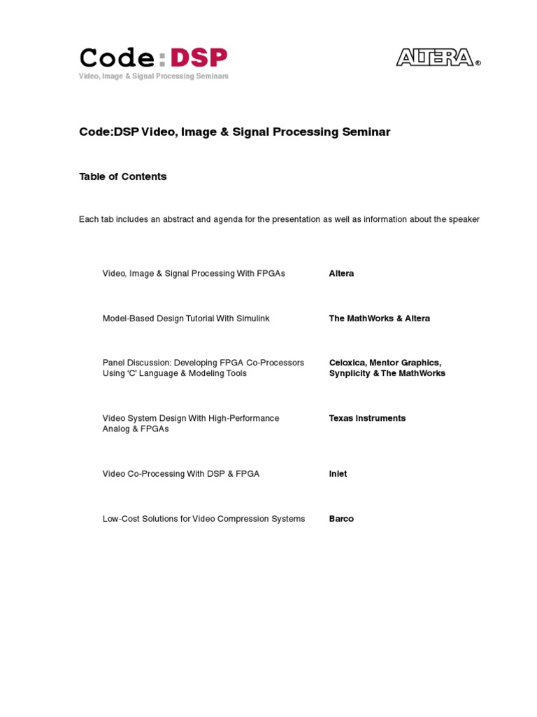 Code:DSP Video, Image & Signal Processing Seminar | PDF | Field ...