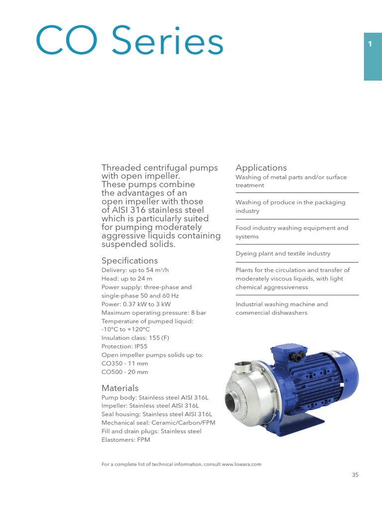 BROCHURE Lowara CO-series en | PDF | Pump | Liquids