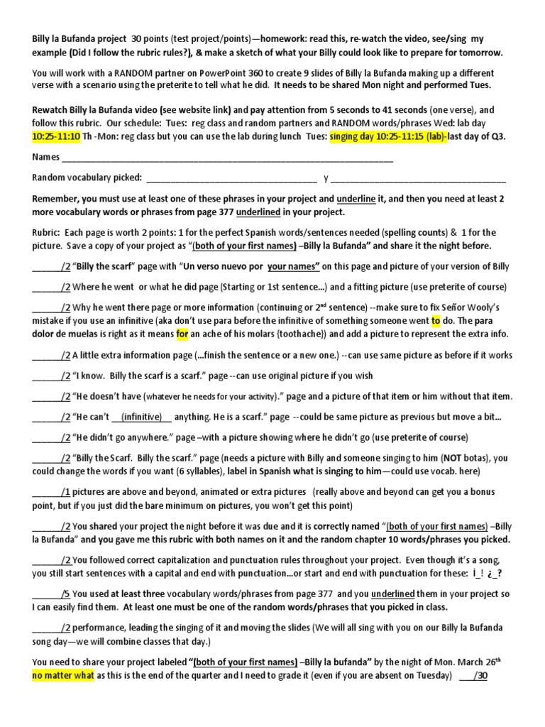 1-Billy La Bufanda Project 30 Points True Newest Final | PDF ...