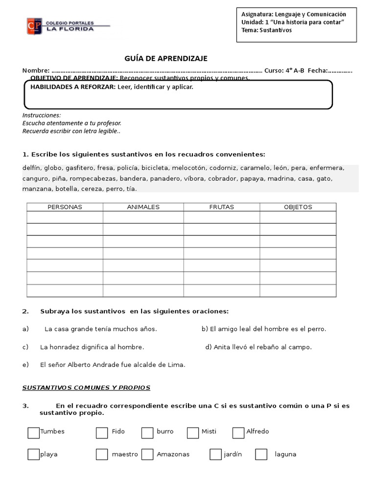 Guia El Sustantivo 4.1 | PDF