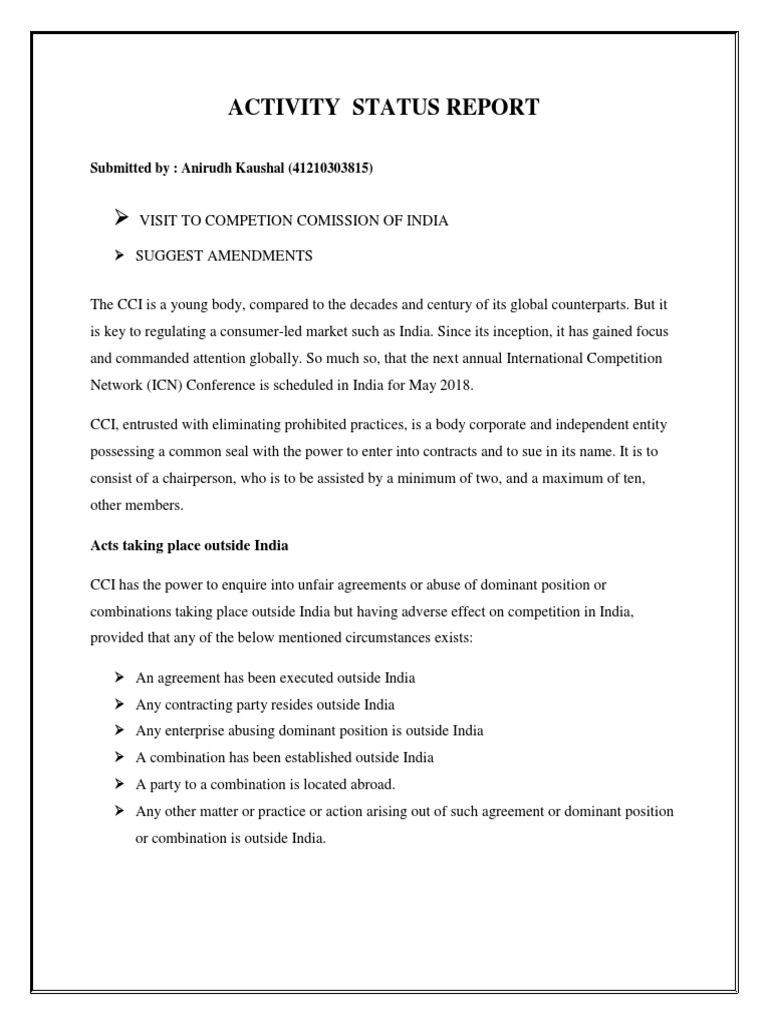 Activity Status Report | PDF | Competition | Public Sphere