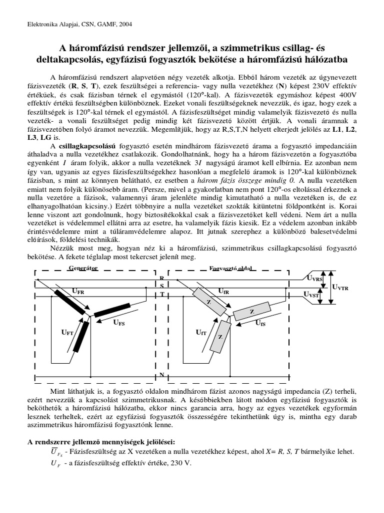A Háromfázisú Rendszer Jellemzői, A Szimmetrikus Csillag - És Delta ...