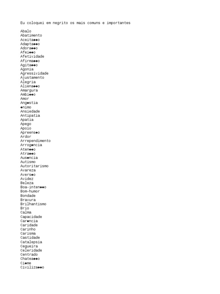 Lista Dos 356 Sentimentos | PDF | Emoções | Conceitos psicológicos