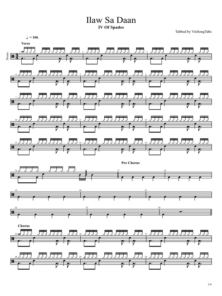 Ilaw Sa Daan - IV of Spades (Drum Notation) | PDF Ilaw Sa Daan - IV of Spades (Drum Notation) | PDF