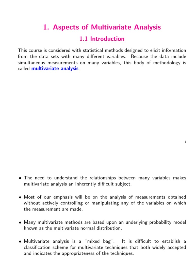 Aspects of Multivariate Analysis | PDF | Correlation And Dependence ...