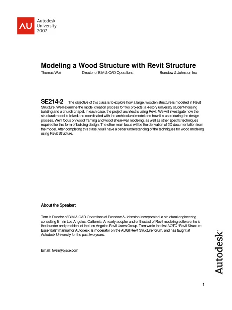 Modeling A Wood Structure Using Revit Structure | PDF | Autodesk Revit ...