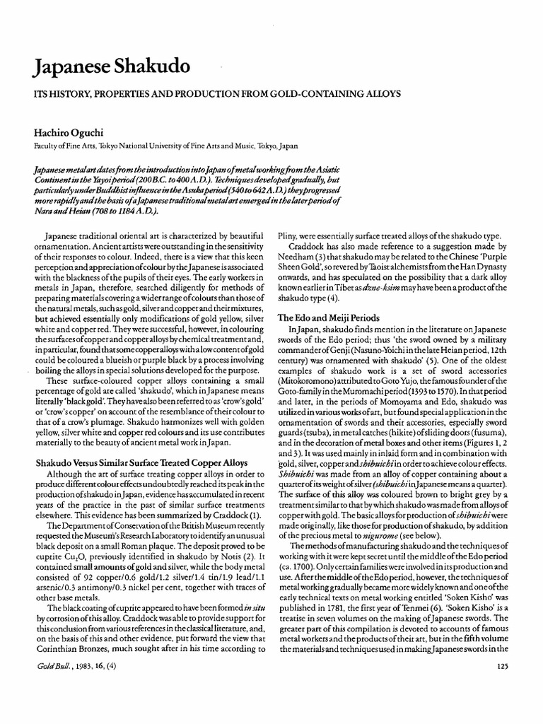 Japanese Shakudo: Hachiro Oguchi | PDF | Alloy | Copper