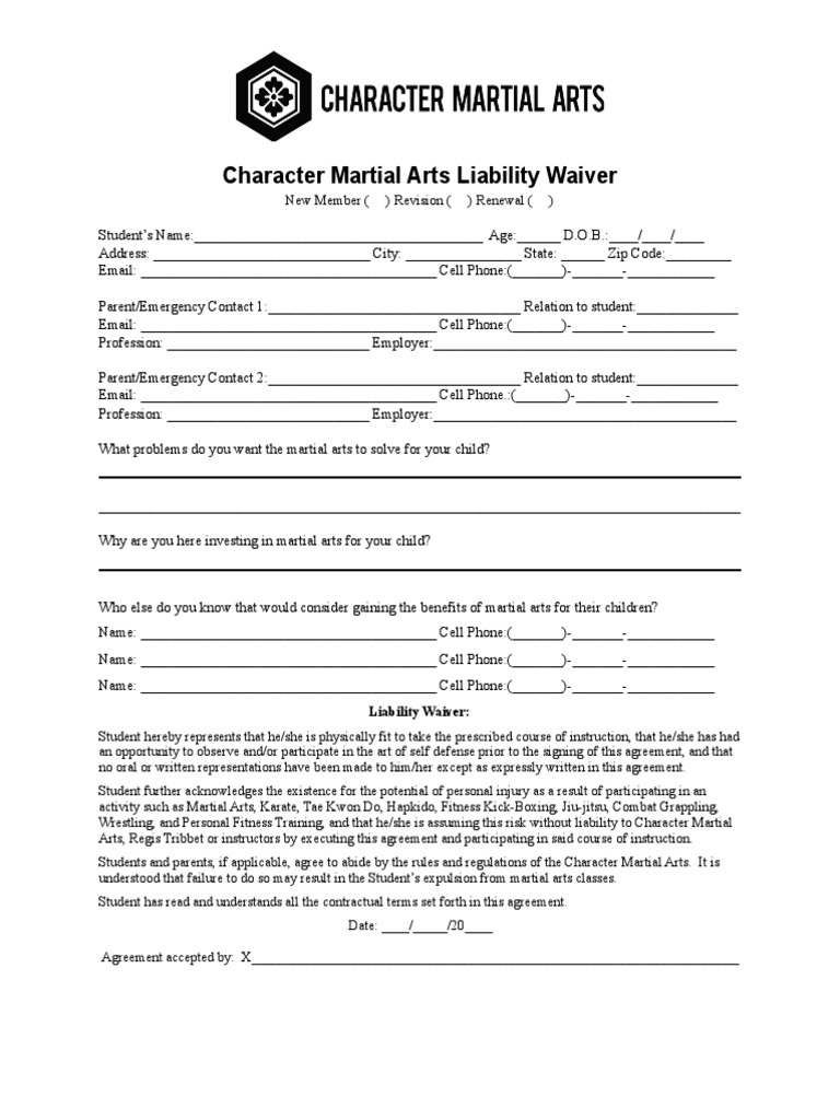 Martial Arts Liability Waiver Form | PDF | Business