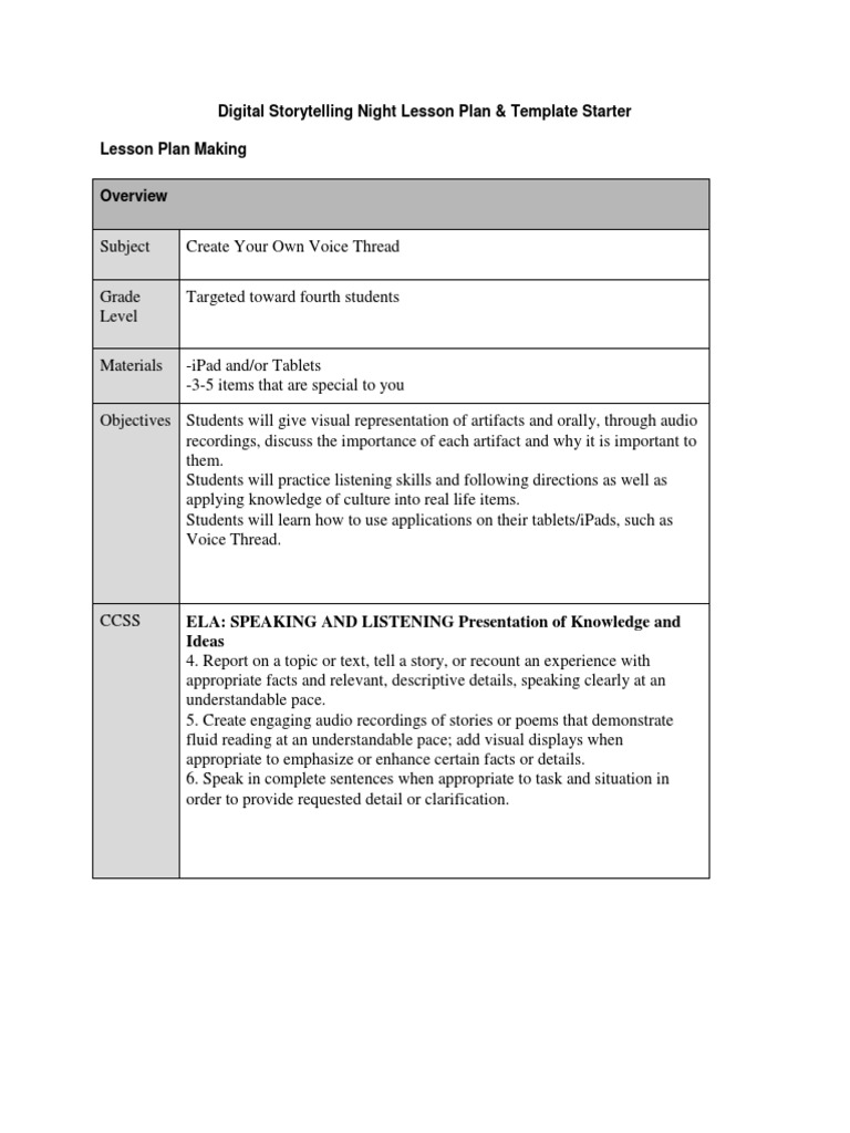 Digital Storytelling Lesson Plan for Kids | PDF | Storytelling | Lesson ...