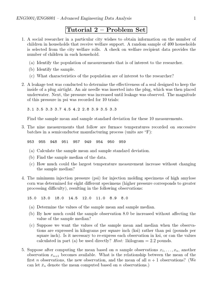 Tutorial 2 - Problem Set | PDF | Decibel | Mean