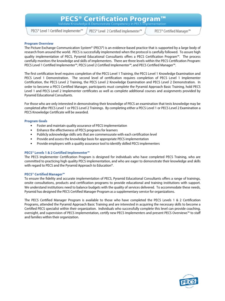 PECSCertification 5PageOverview Updated2016FINAL | PDF | Certification ...