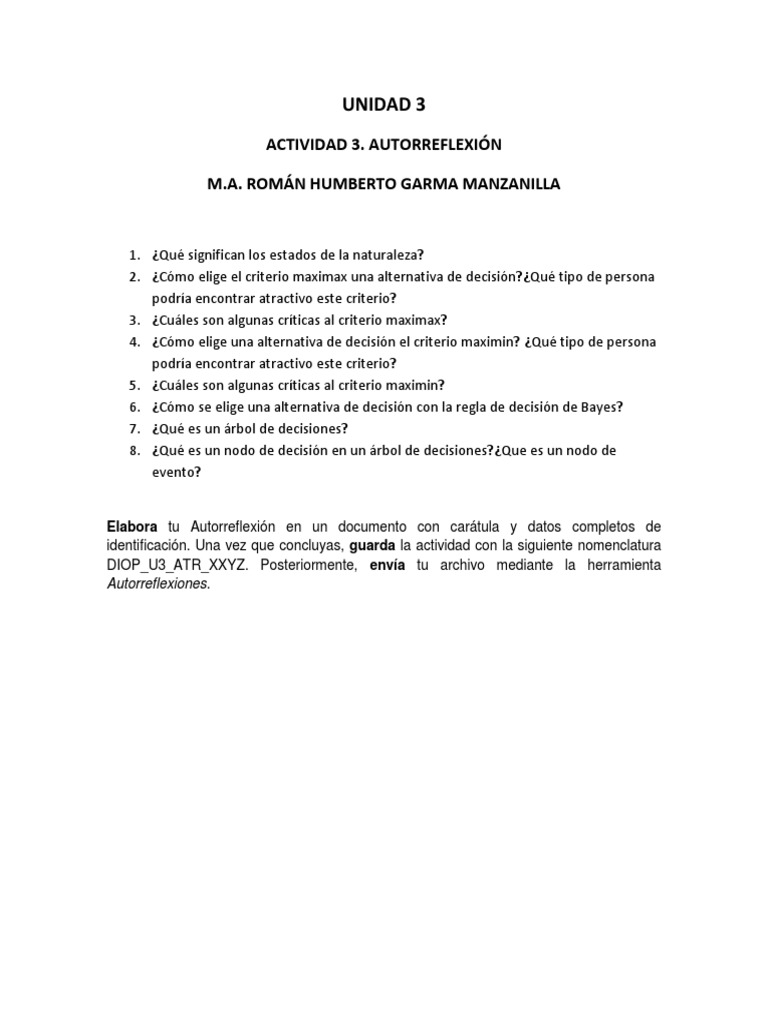 Autorreflexión Unidad 3 | PDF | Informática