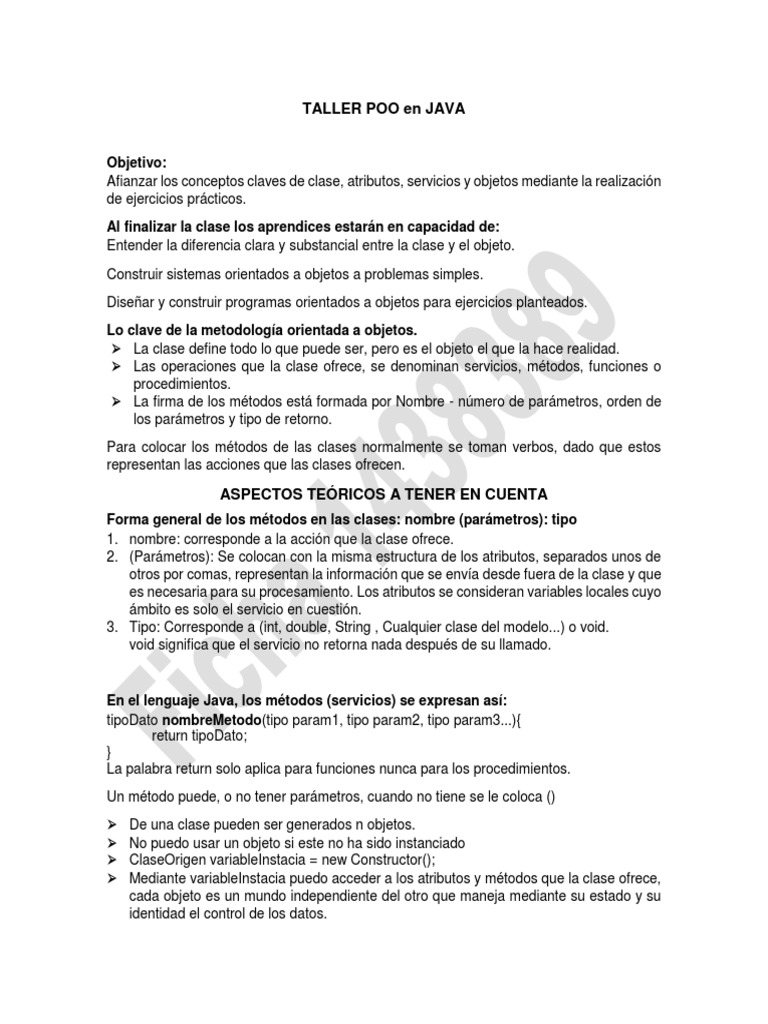 Taller Poo en Java - 1438389 | PDF | Objeto (informática ...