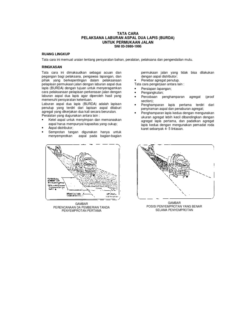 SNI 03-3980-1995 Tata Cara Pelaksanaan Laburan Aspal Dua Lapis (Burda ...