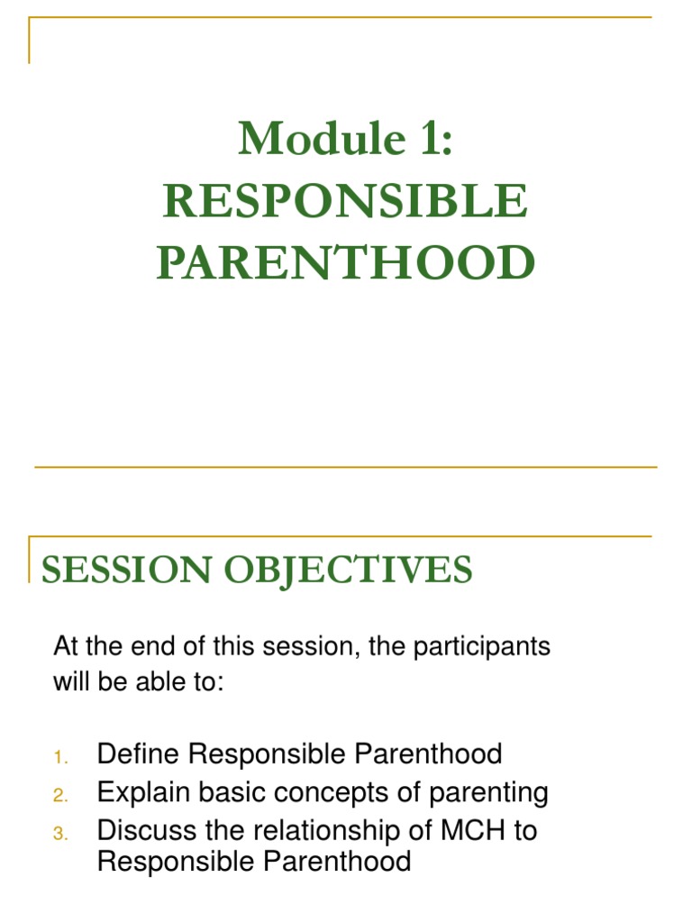 01 Responsible Parenthood | PDF | Parenting | Relationships