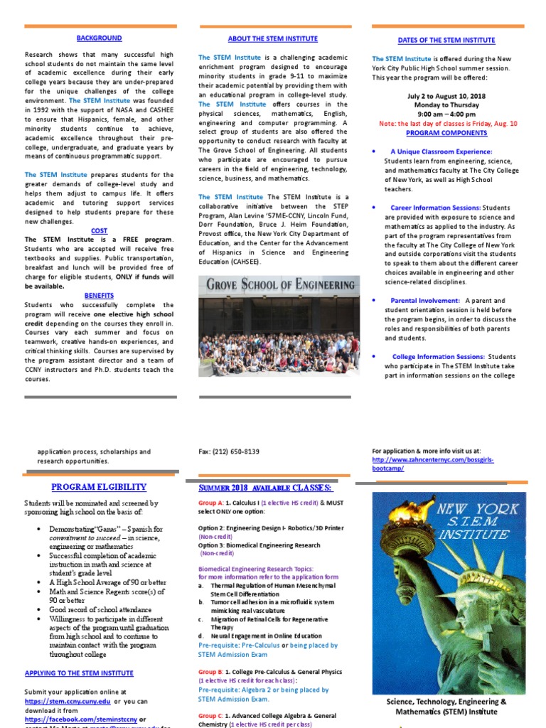 2018 STEM Institute Brochure | PDF | Science, Technology, Engineering ...