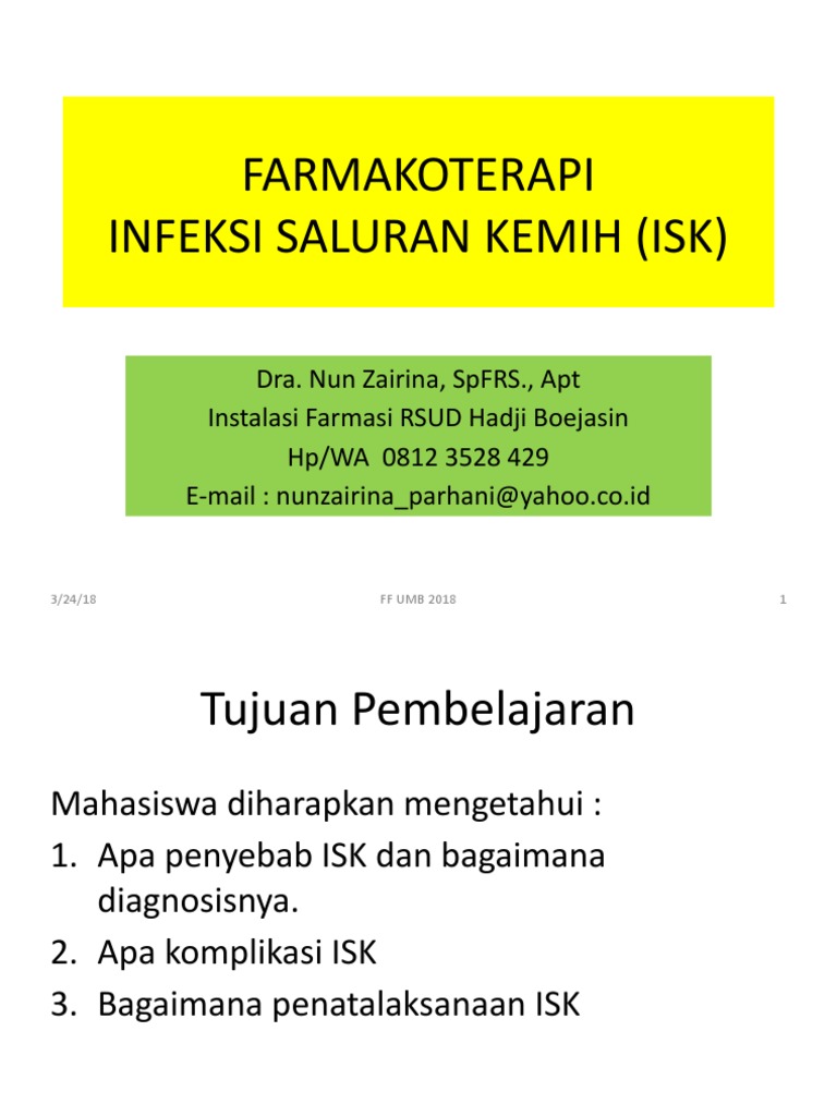 Farmakoterapi Infeksi Saluran Kemih (Isk) | PDF