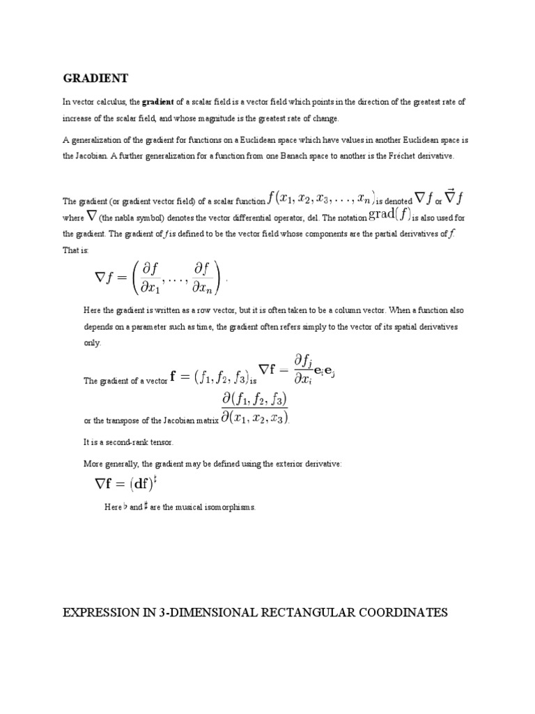 Gradient: Expression in 3-Dimensional Rectangular Coordinates | PDF ...