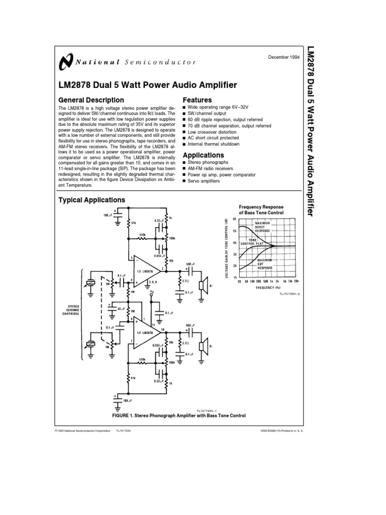 Data Sheet Amplificador Audio | PDF | Amplifier | Power Supply