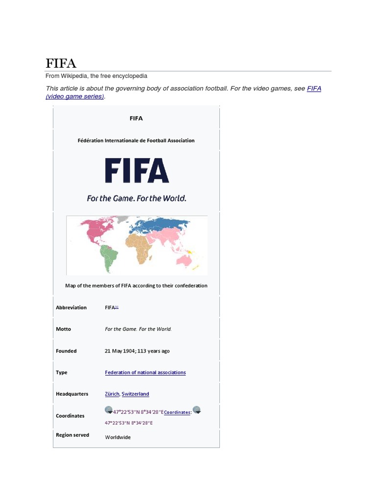 This Article Is About The Governing Body of Association Football. For ...
