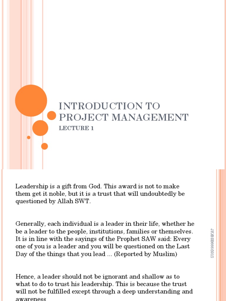 Introduction To Project Management | PDF | Motivation | Motivational