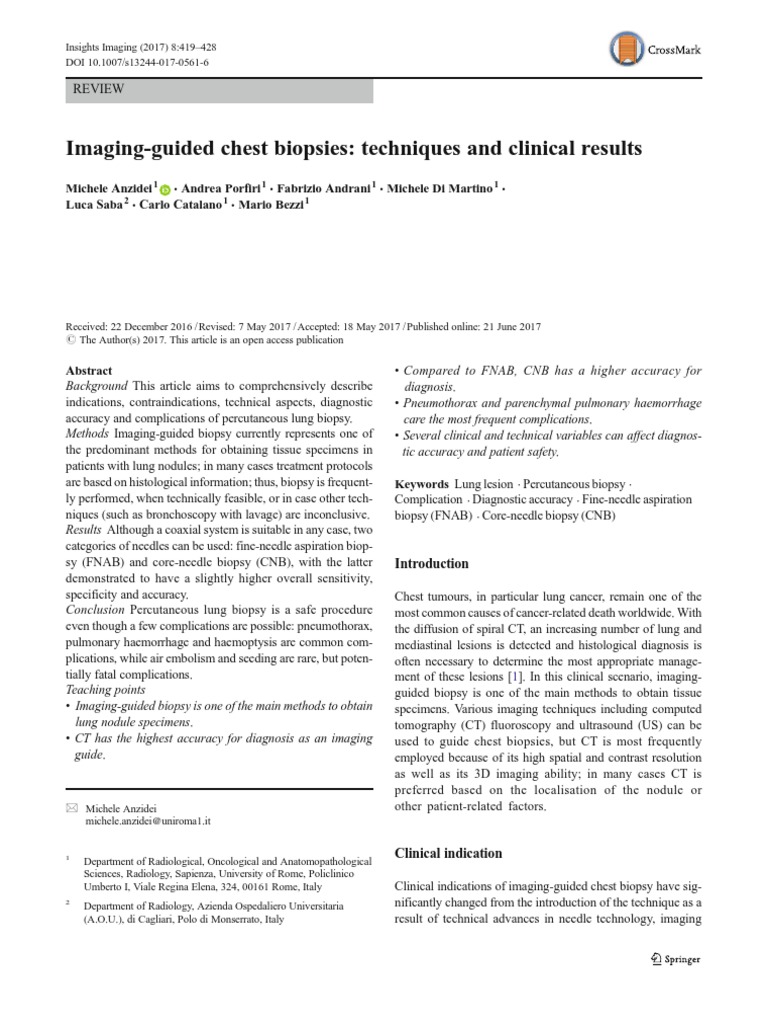 Imaging-Guided Chest Biopsies: Techniques and Clinical Results | PDF | Biopsy | Medical Imaging