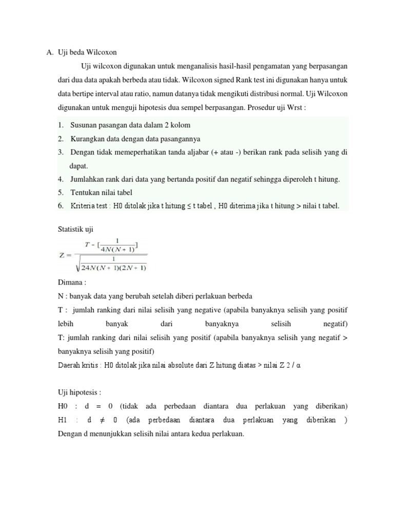 Uji Beda Wilcoxon | PDF