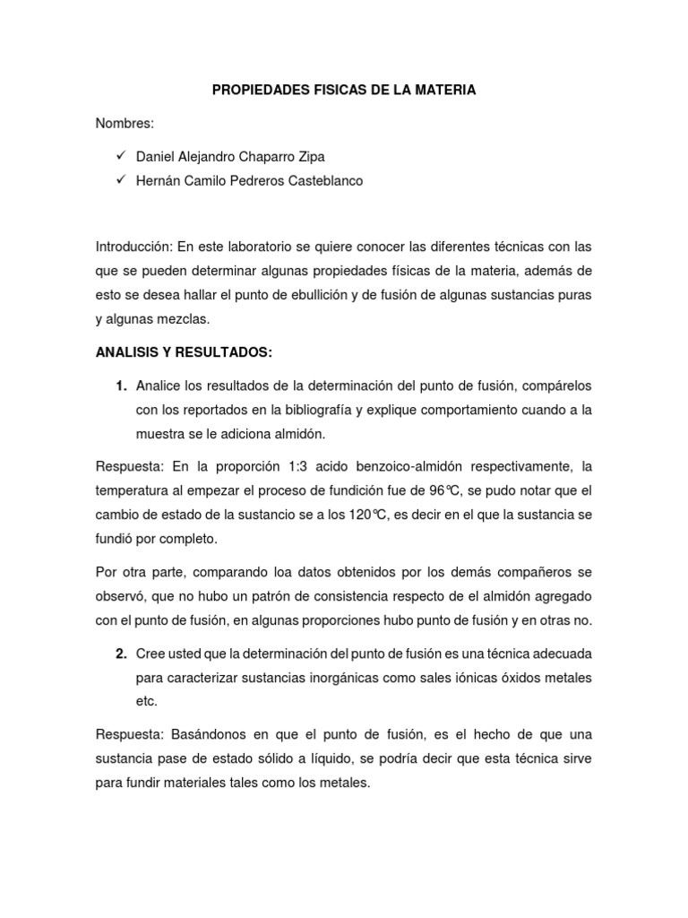 Propiedades Físicas de La Materia | PDF | Volumen | Temperatura