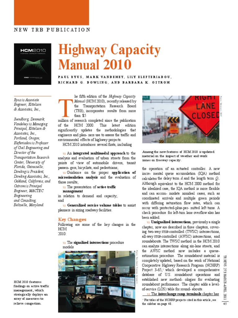 Highway Capacity Manual 2010: New TRB Publication | PDF | Interchange ...