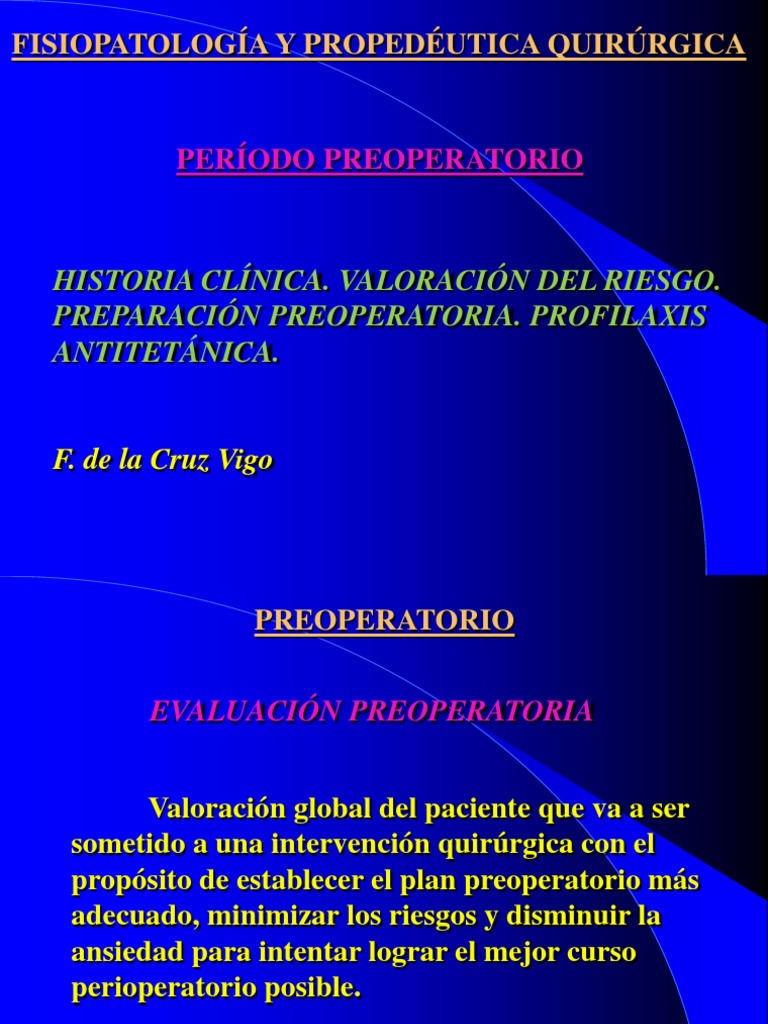 Periodo Preoperatorio | Cirugía | Ciencias de la Salud