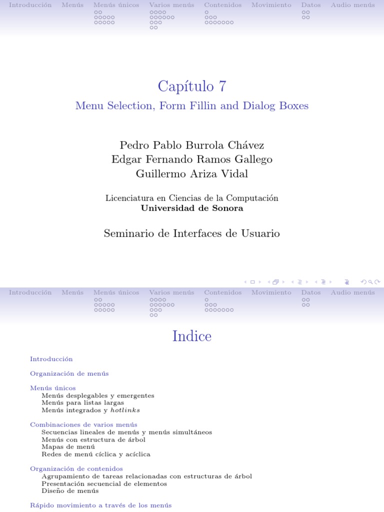 Interfaces de Usuarios - Menús de Selección, Formas y Cuadros de ...