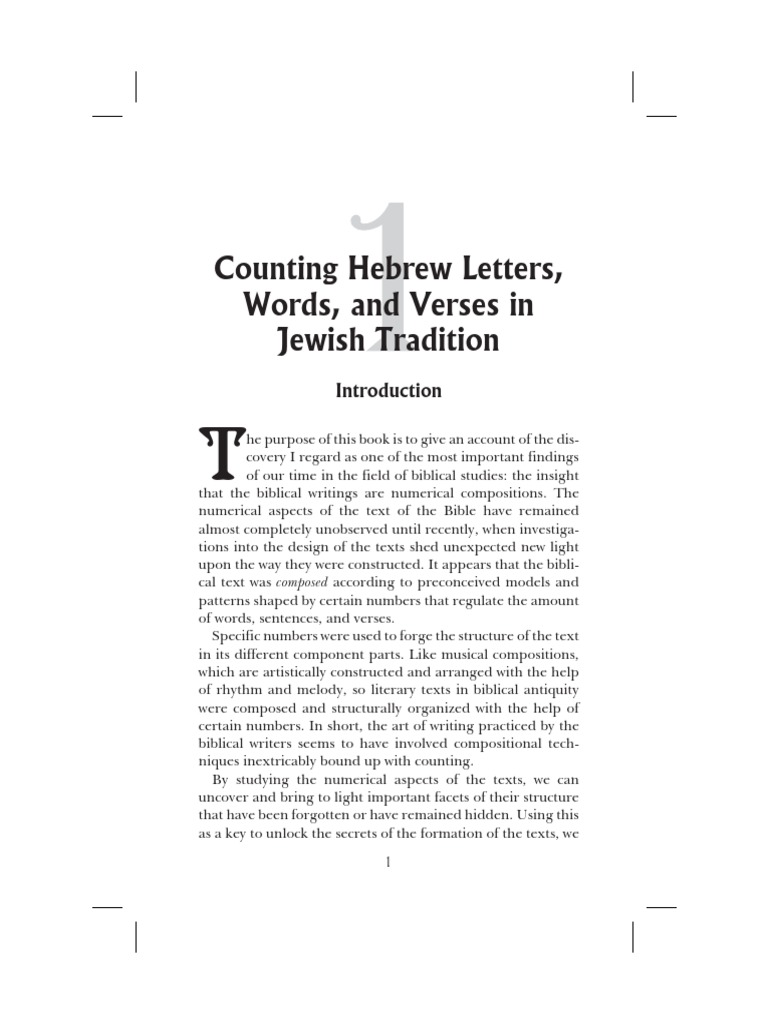 Counting Hebrew Letters, Words, and Verses in Jewish Tradition | PDF ...